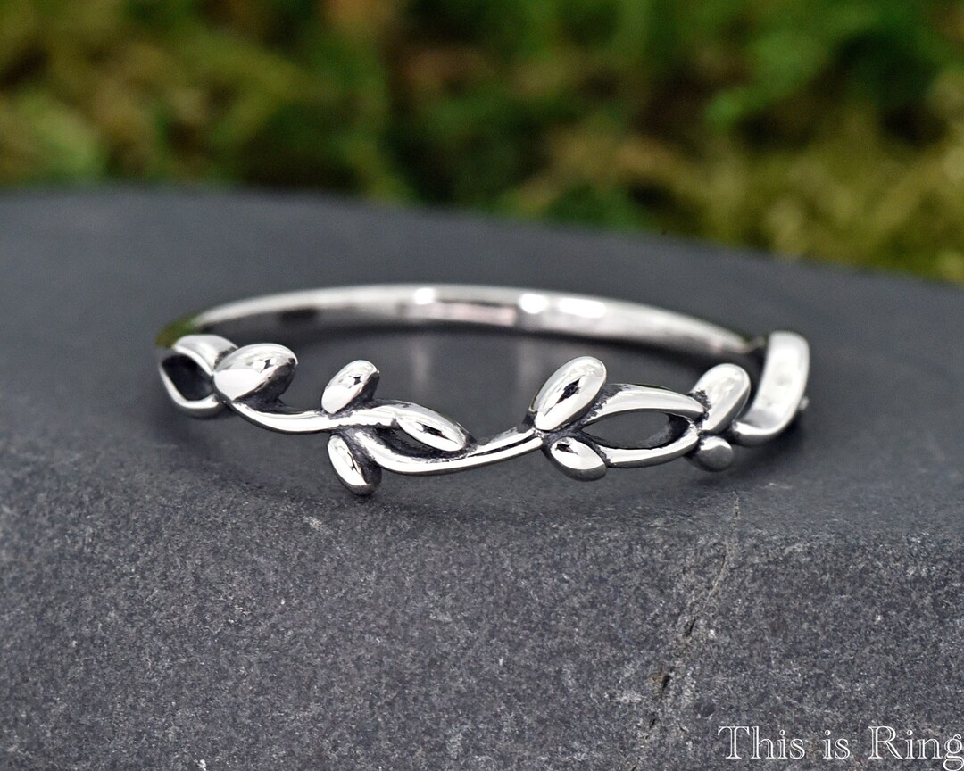 Nature Inspired Leaves Vine Ring Solid 925 Sterling Silver Ring Womens Silver Leaf Ring ...