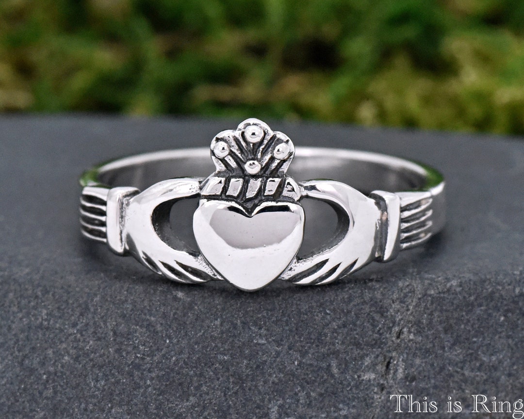 Sterling Silver Celtic Claddagh Ring, Silver Ring, Minimalist ...
