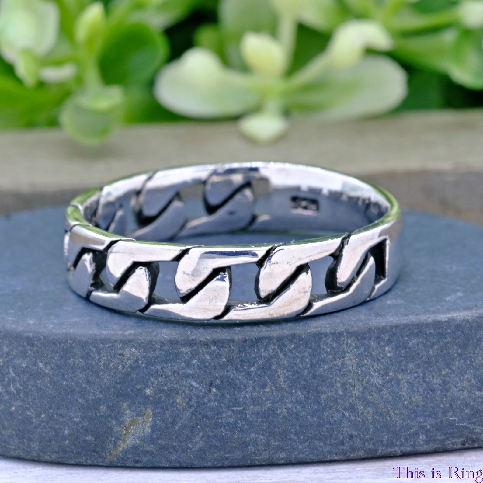 Chain Link Solid 925 Sterling Silver Ring Chain Ring - Etsy