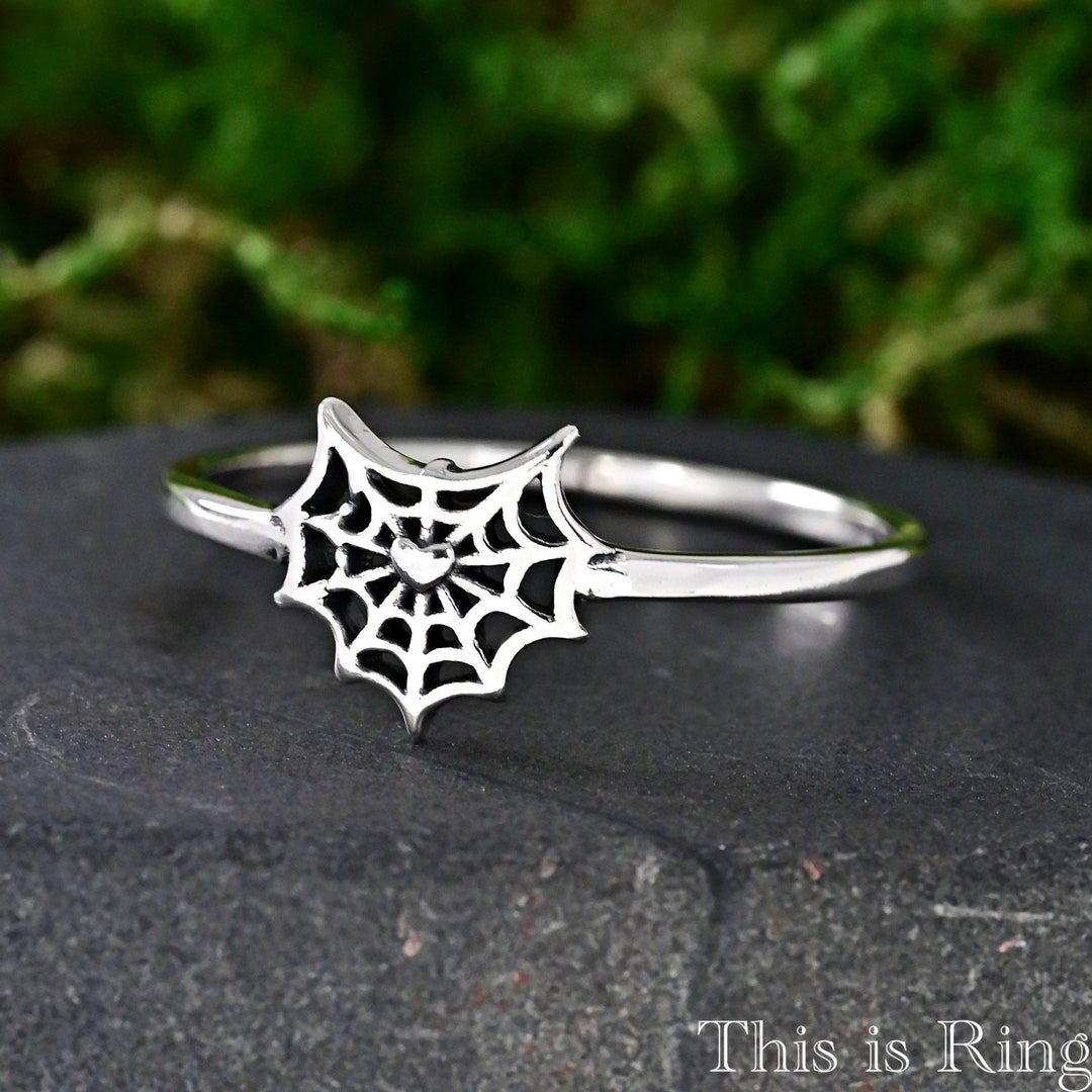 Spider Web Ring • Solid 925 Sterling Silver Ring • Gothic Halloween ...