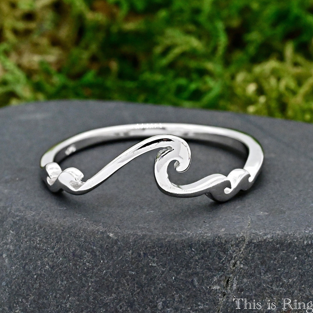Multiple Ocean Waves Silver Ring Minimalist Design Ring Solid 925 Sterling Silver Ocean Tides ...