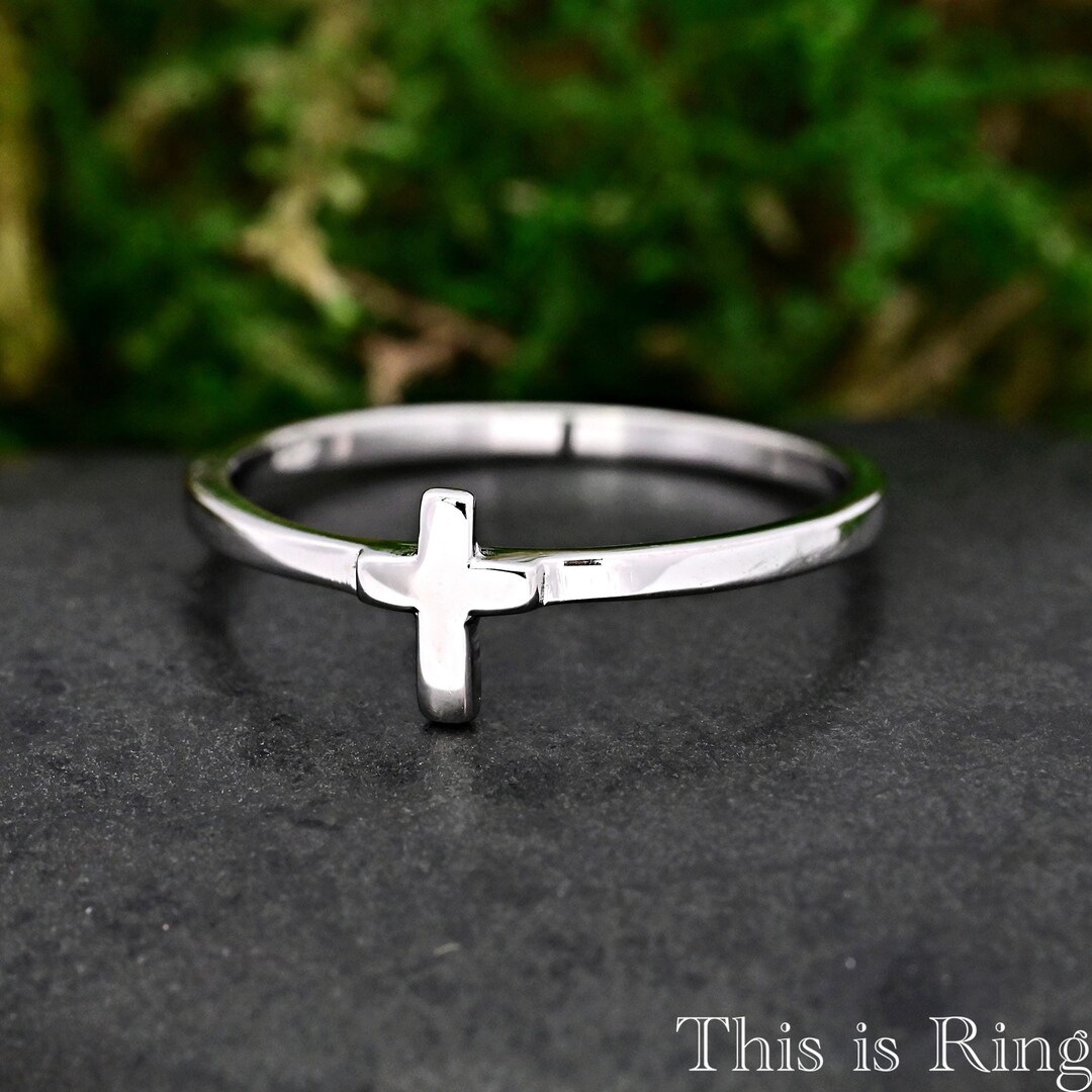 Minimalist Cross Silver Ring, Women's Girl's Cross Ring, Dainty Cross ...