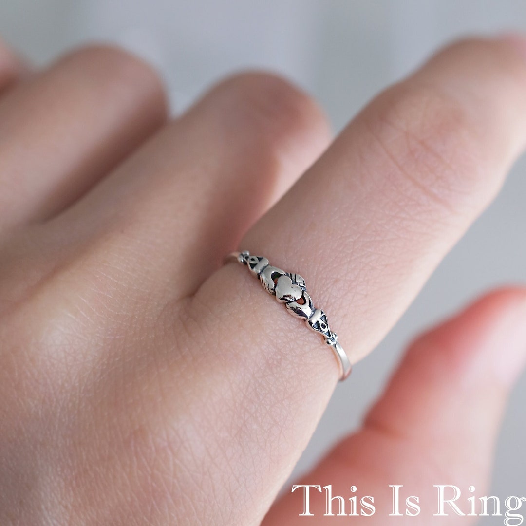 Mini Claddagh Ring | Tiny Claddagh Ring | Solid 925 Sterling Silver ...