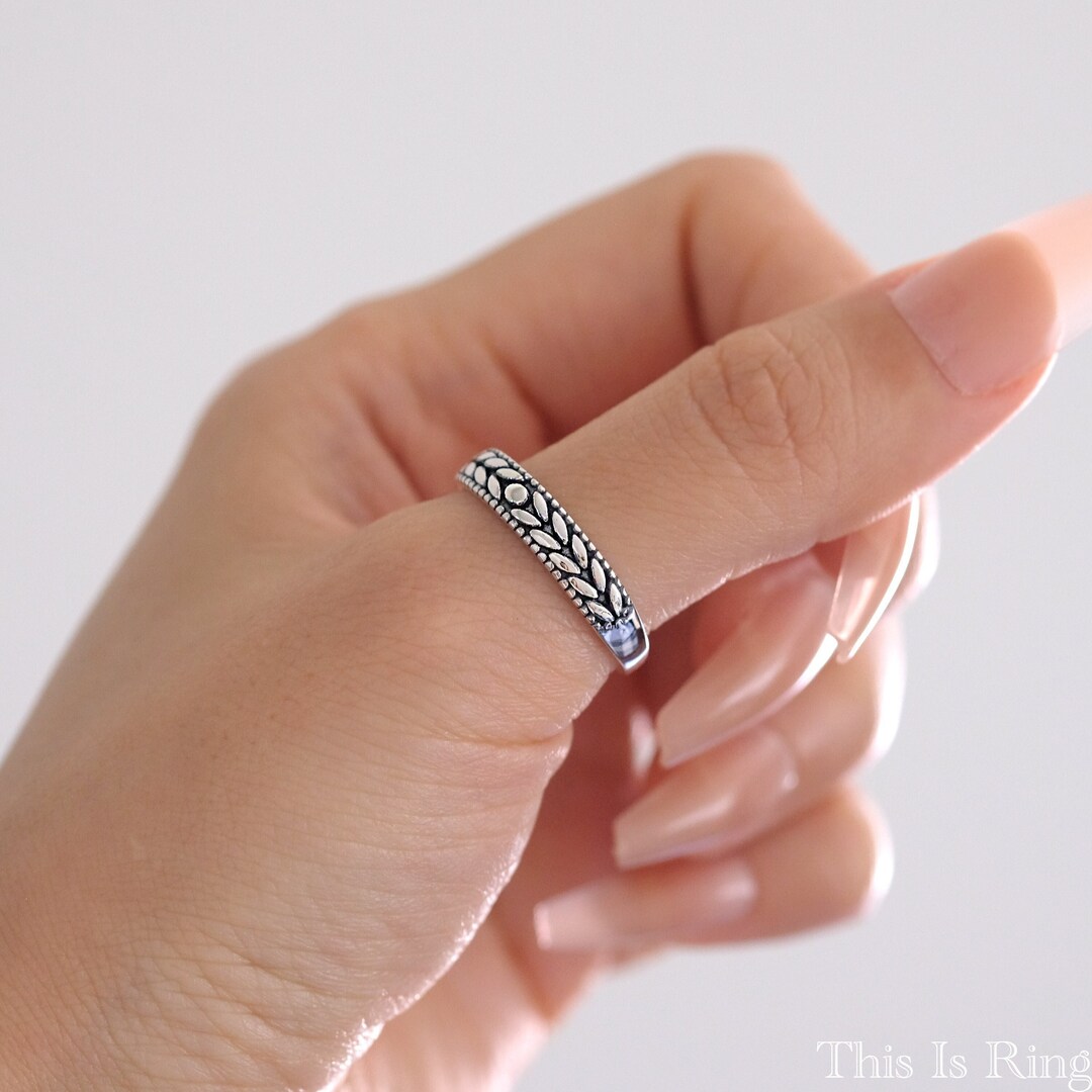 Fern Leaves Solid 925 Sterling Silver Thumb Ring Laurel Leaf Pattern ...