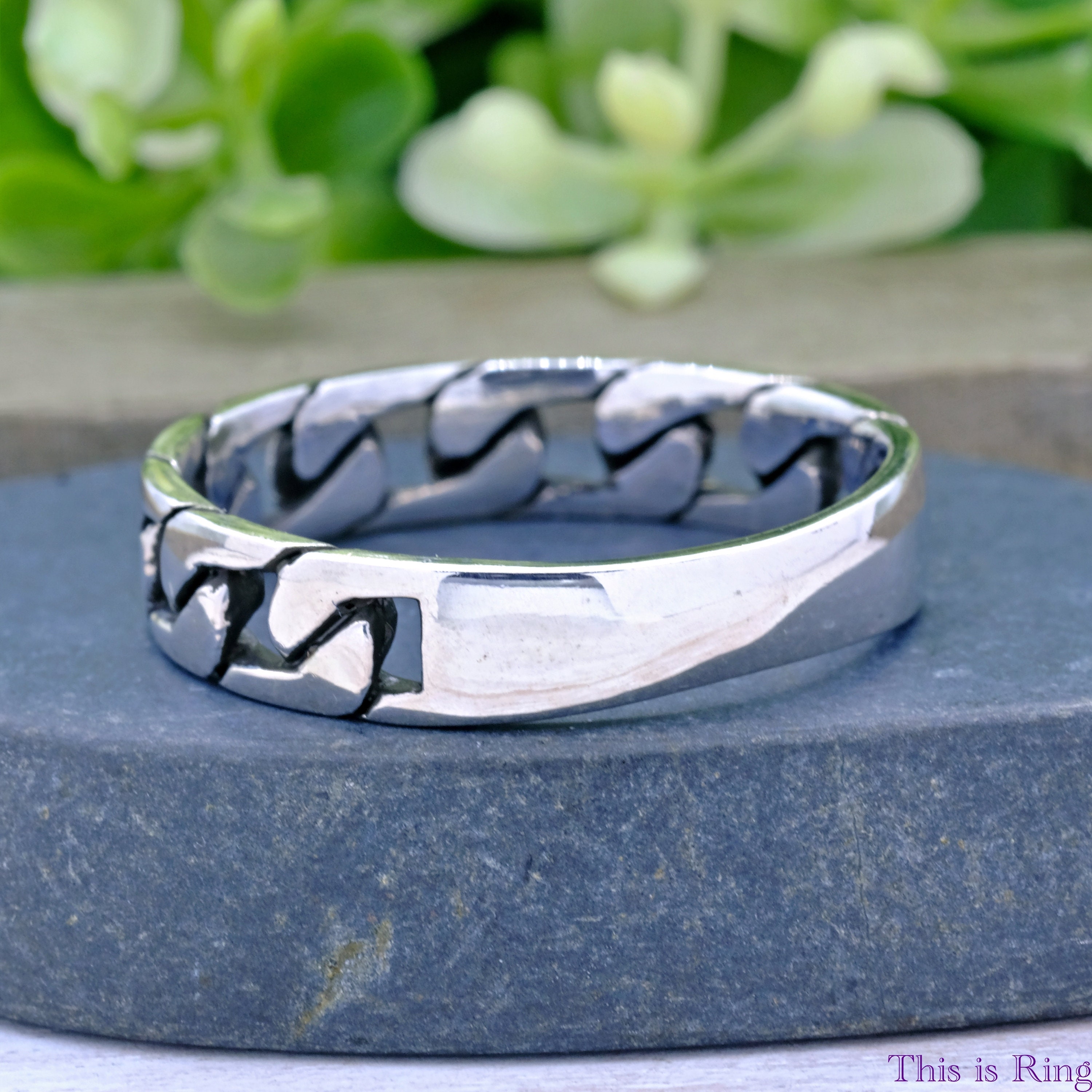 Chain Link Solid 925 Sterling Silver Ring Chain Ring - Etsy