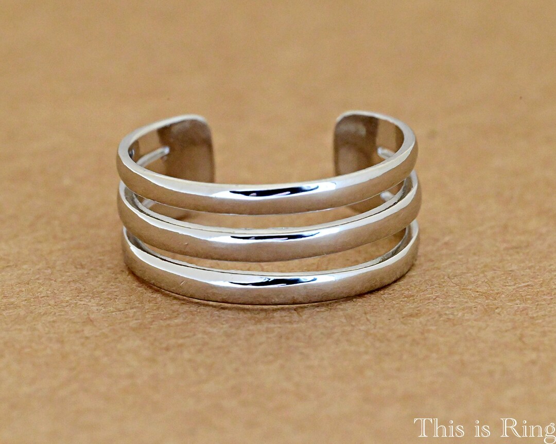 16mm Multi Layered Toe Ring Boho Ring Solid 925 Sterling Stone Toe Ring ...