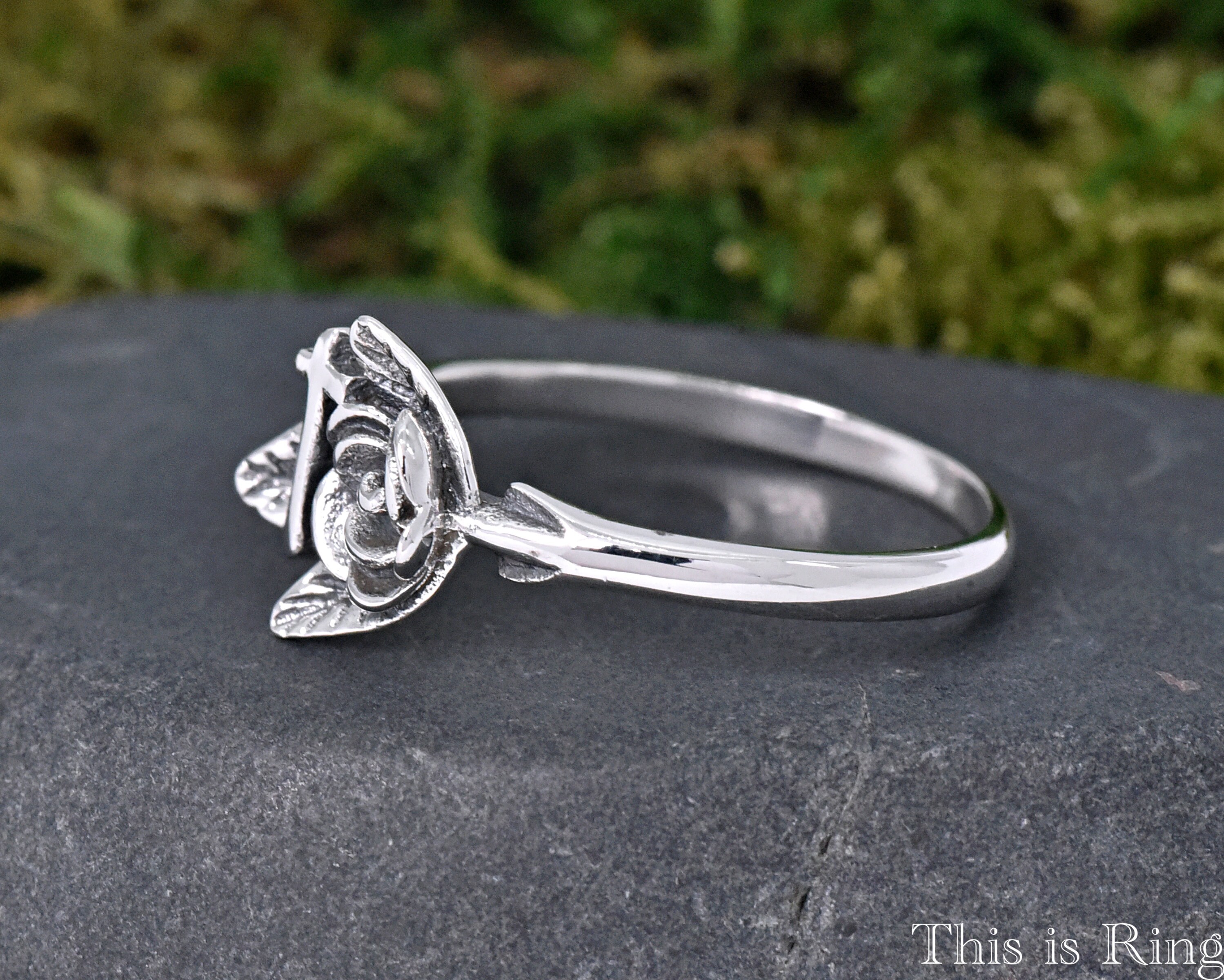 Vertical Cross & Rose Flower Ring Sterling Silver Ring - Etsy