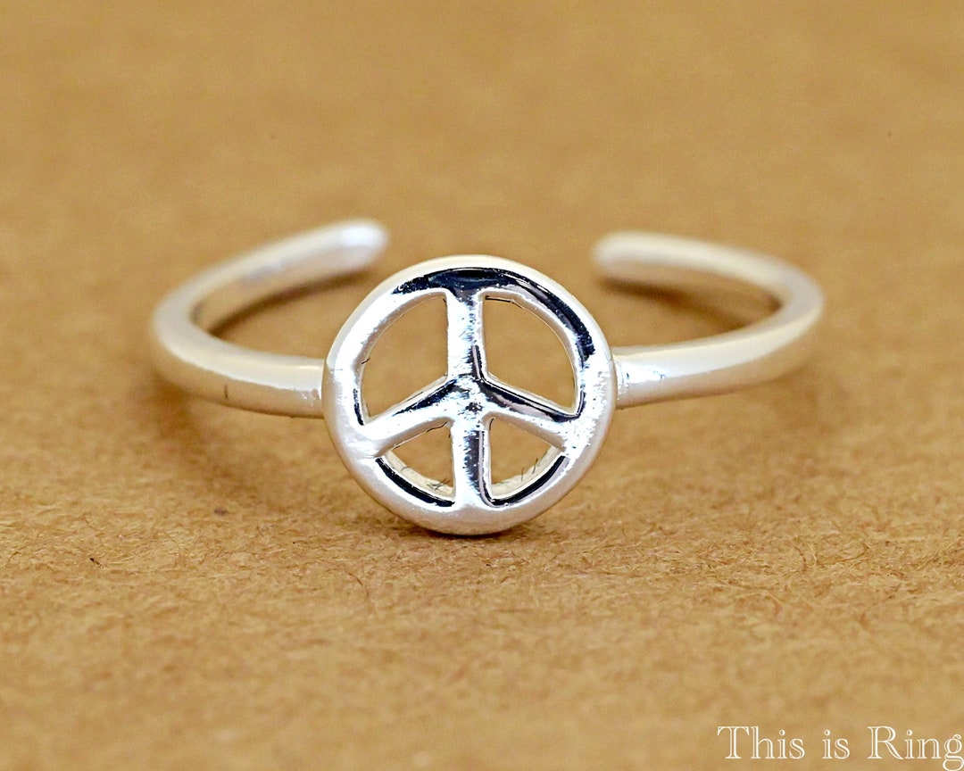 7mm High Polished Silver Peace Sign Toe Ring Boho Ring - Etsy