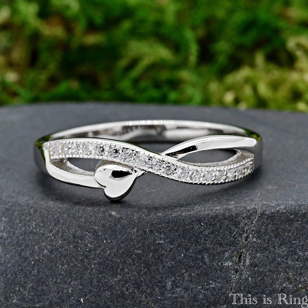 Womens Infinity Heart Statement Ring Solid 925 Sterling Silver Infinity ...