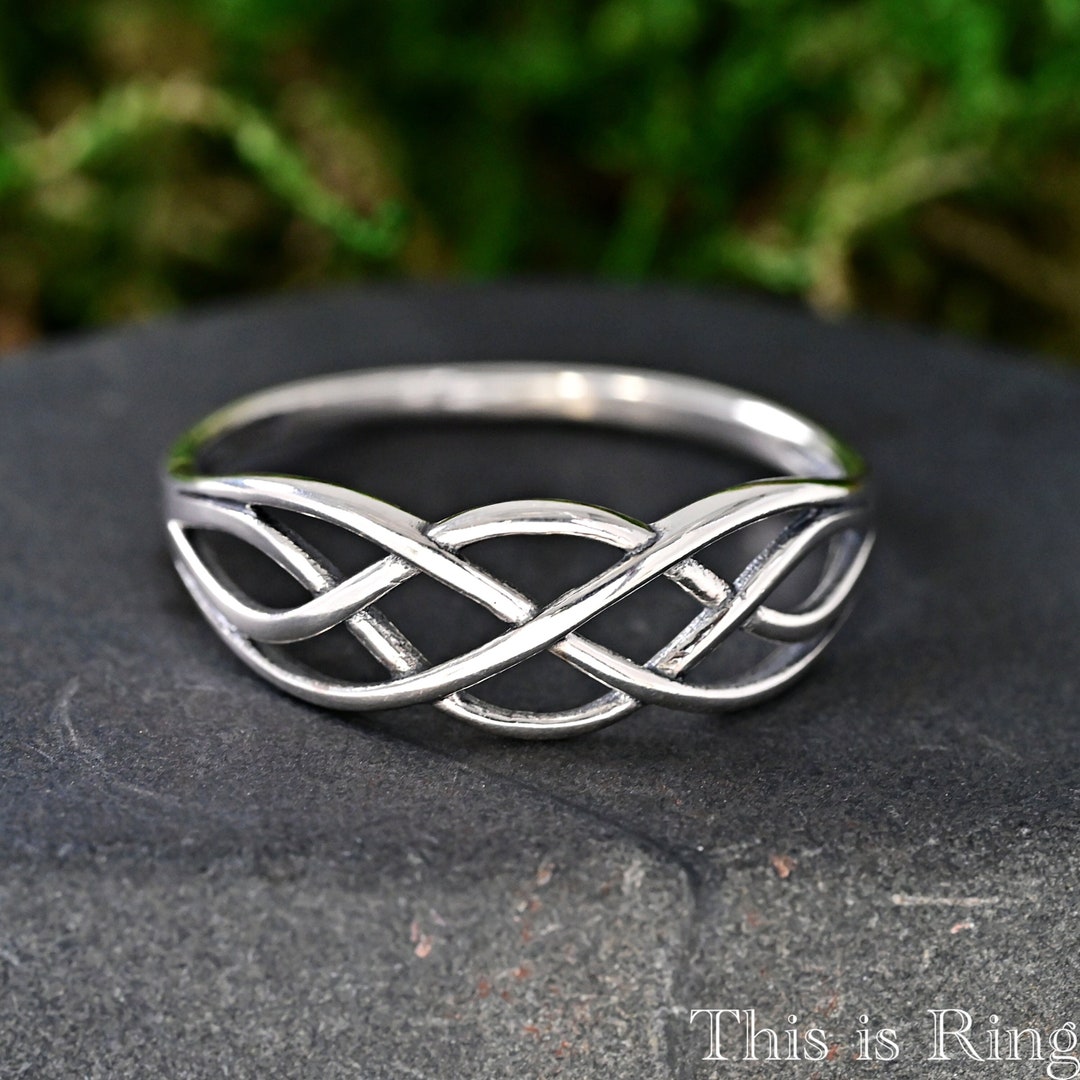 Celtic Infinity Knot Ring Solid 925 Sterling Silver Wedding Ring Irish ...