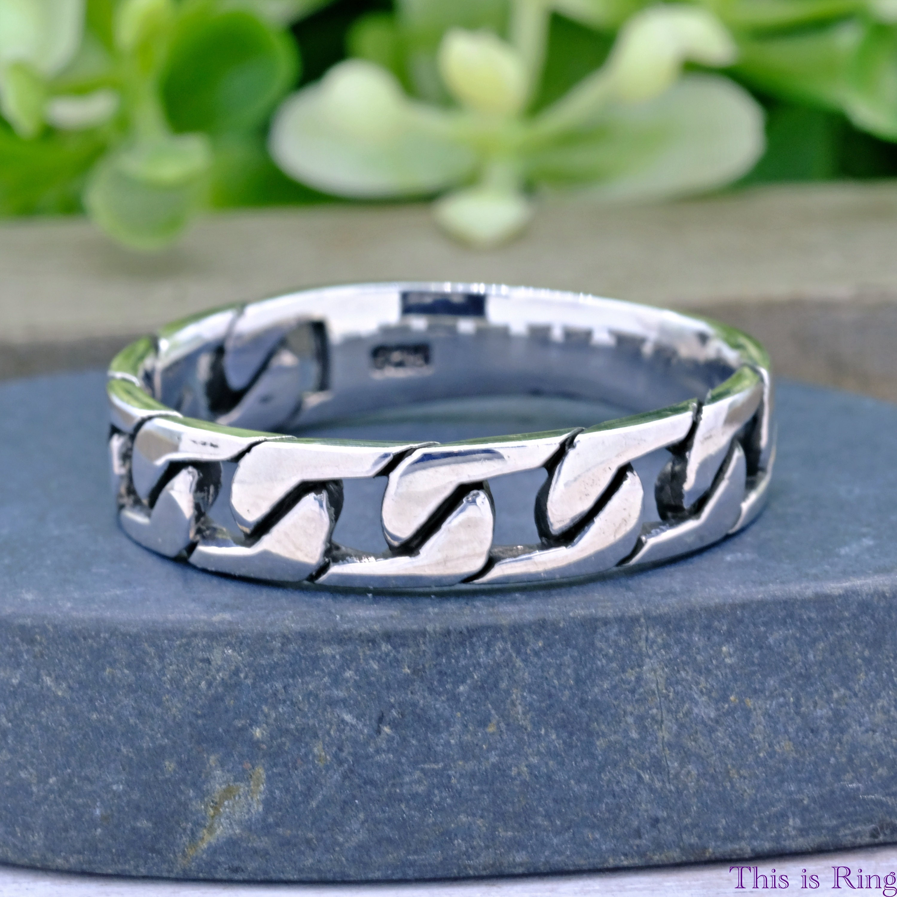 Chain Link Solid 925 Sterling Silver Ring Chain Ring - Etsy