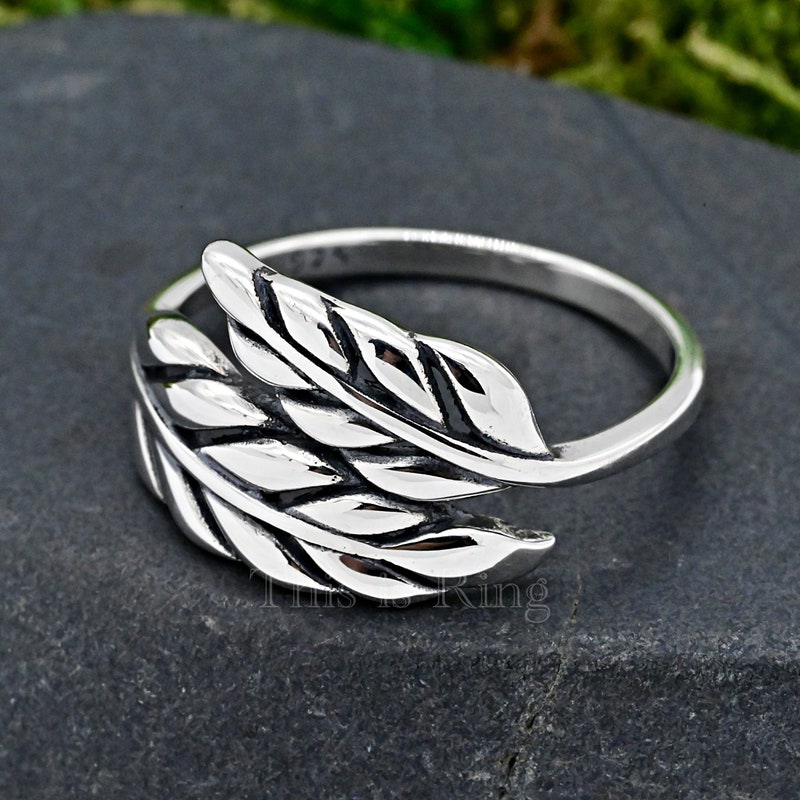 Sterling Silver Leaf Ring - Etsy
