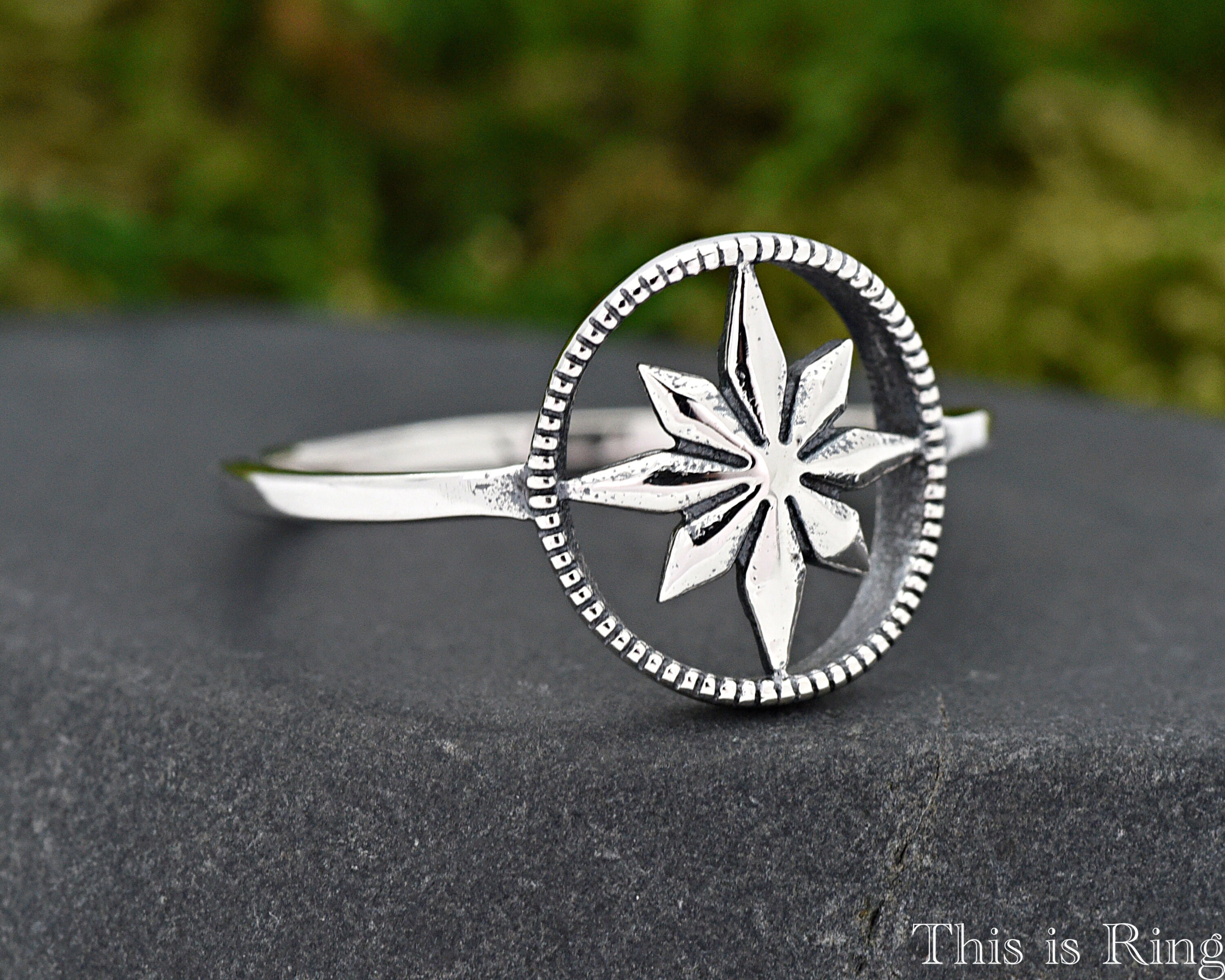 Silver Minimalist Compass Rose Ring Solid 925 Sterling - Etsy