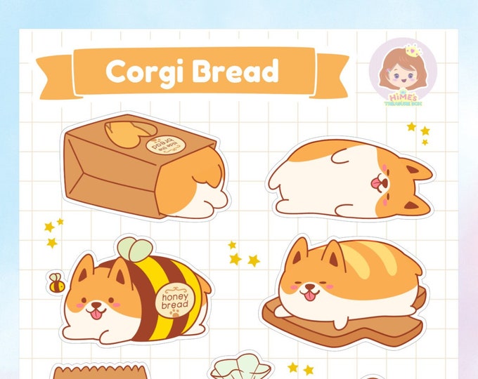 Corgi Bread Sticker Sheet Kawaii Stationery - Etsy