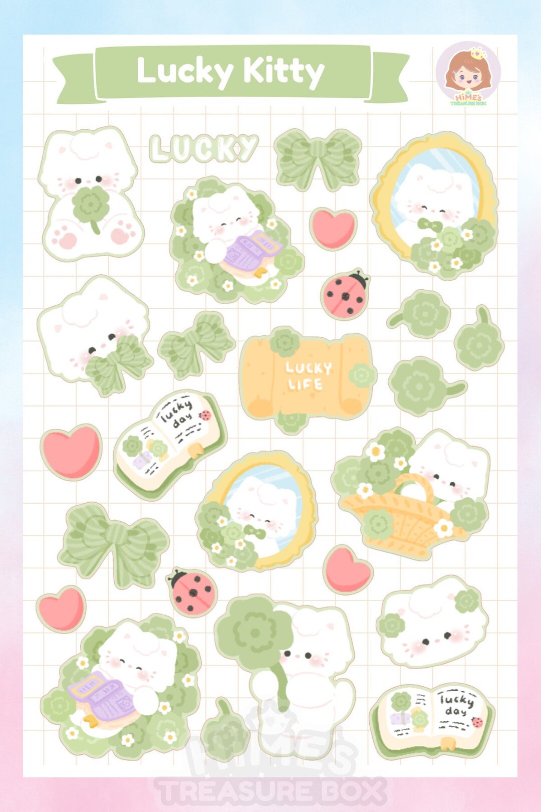 LAST CHANCE - Lucky Kitty Sticker Sheet Kawaii Stationery - Etsy