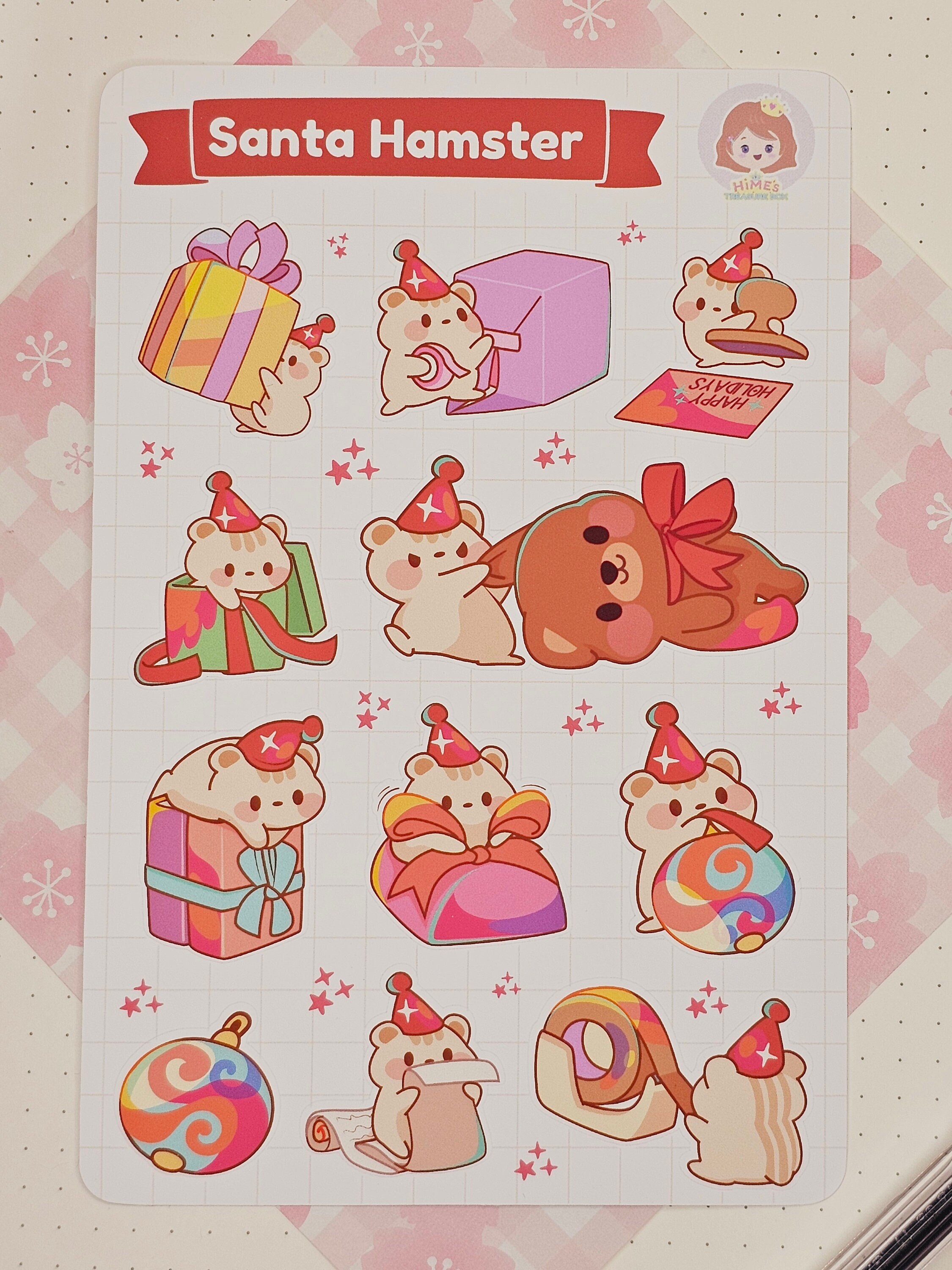 Santa Hamster Sticker Sheet Kawaii Stationery - Etsy