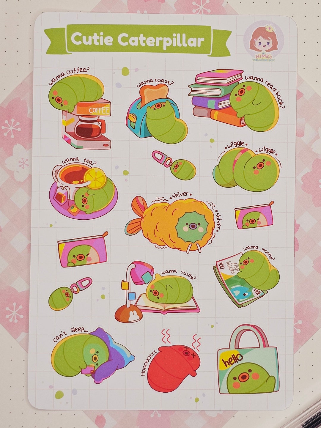 Cutie Caterpillar Sticker Sheet Kawaii Stationery - Etsy