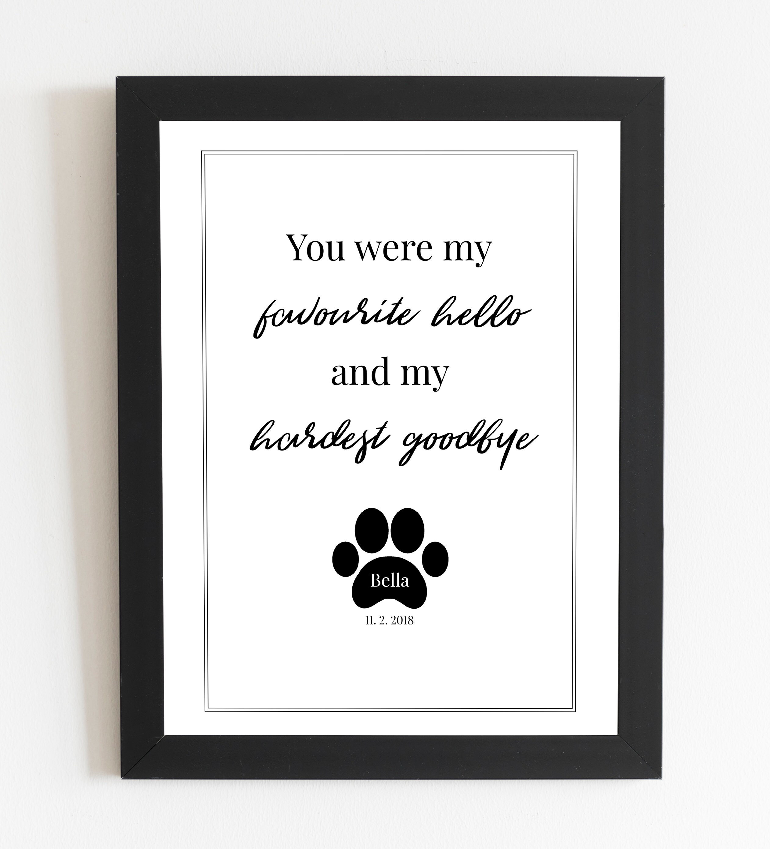 Memorial Pet Print | Paw Print | Pet Memorial Poem | Dog Paw | Cat Paw ...