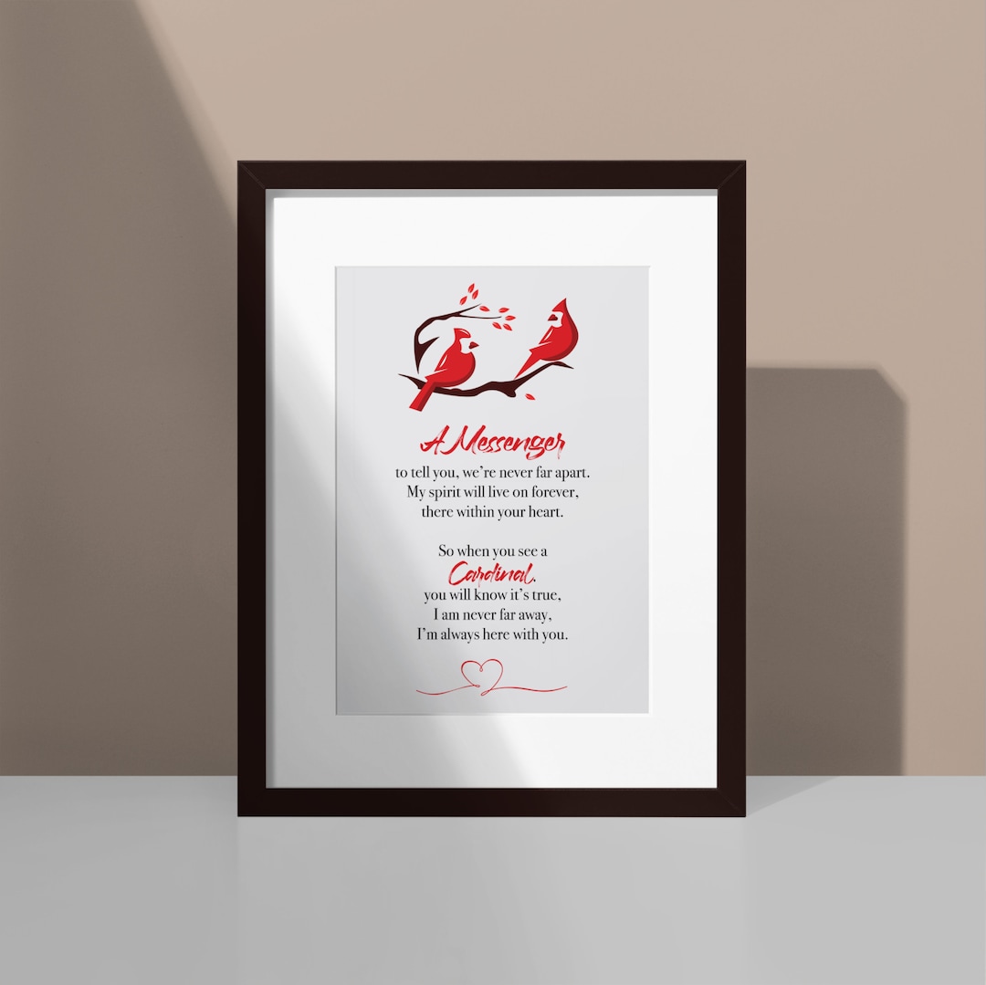 Cardinal Grief Loss Poem Printable Sympathy Memorial Gift Digital Print ...