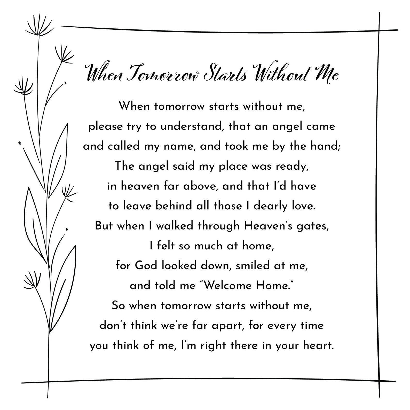 Grief Poem | Printable Sympathy | Memorial Gift | Digital Print ...