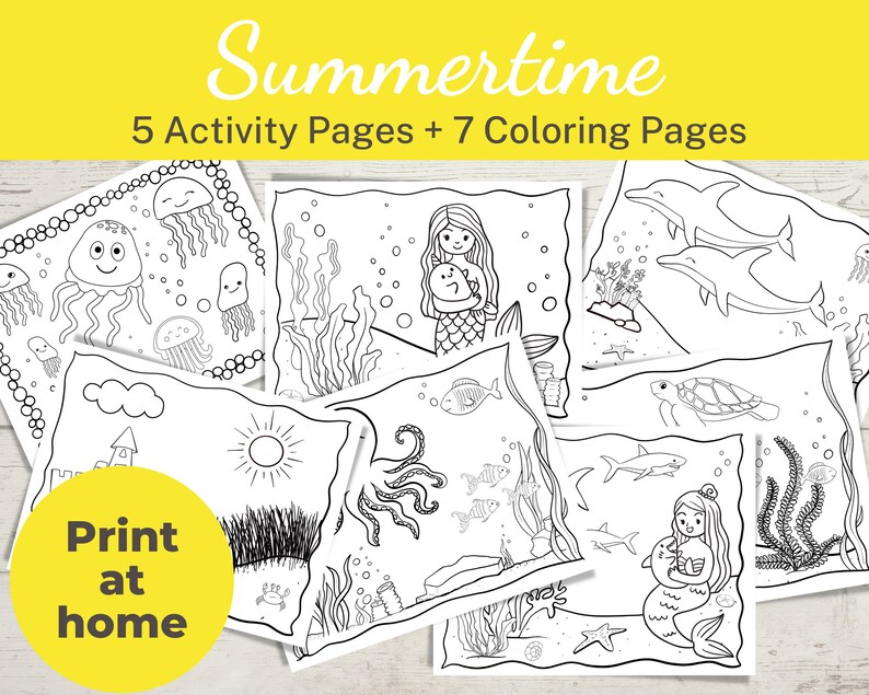 Printable Summertime Activity Pages for Kids | Coloring Pages, Word ...