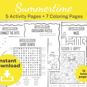 Printable Summertime Activity Pages for Kids | Coloring Pages, Word ...