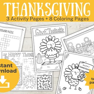 Printable Thanksgiving Activity Coloring Pages for Kids Word Search ...