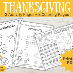 Printable Thanksgiving Activity Coloring Pages for Kids Word Search ...