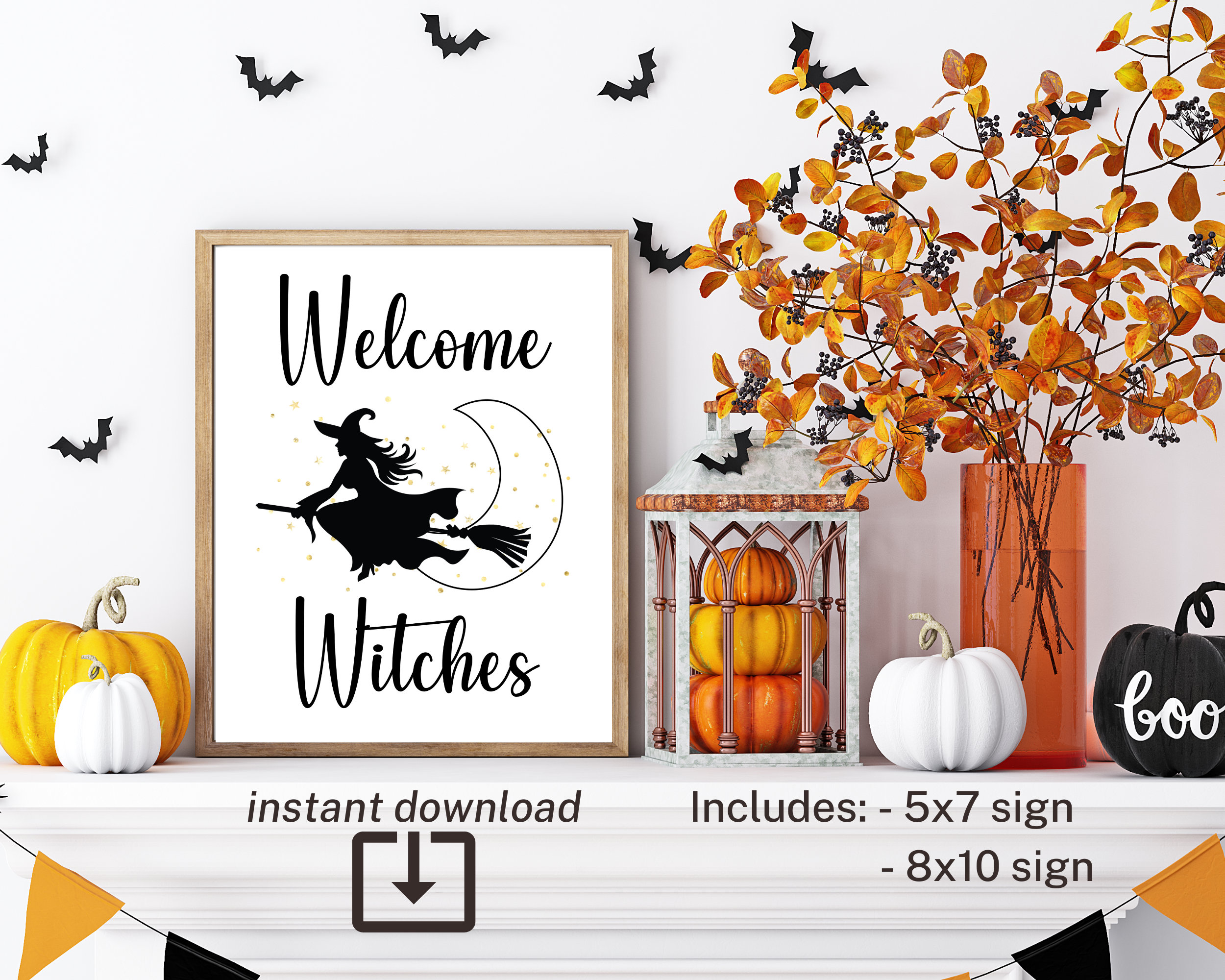 Welcome Witches Sign | Printable Halloween Welcome Sign | 5x7 and 8x10 ...