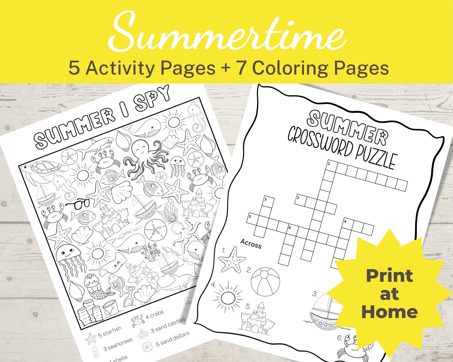 Printable Summertime Activity Pages for Kids | Coloring Pages, Word ...