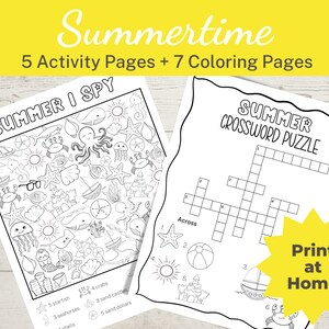 Printable Summertime Activity Pages for Kids | Coloring Pages, Word ...