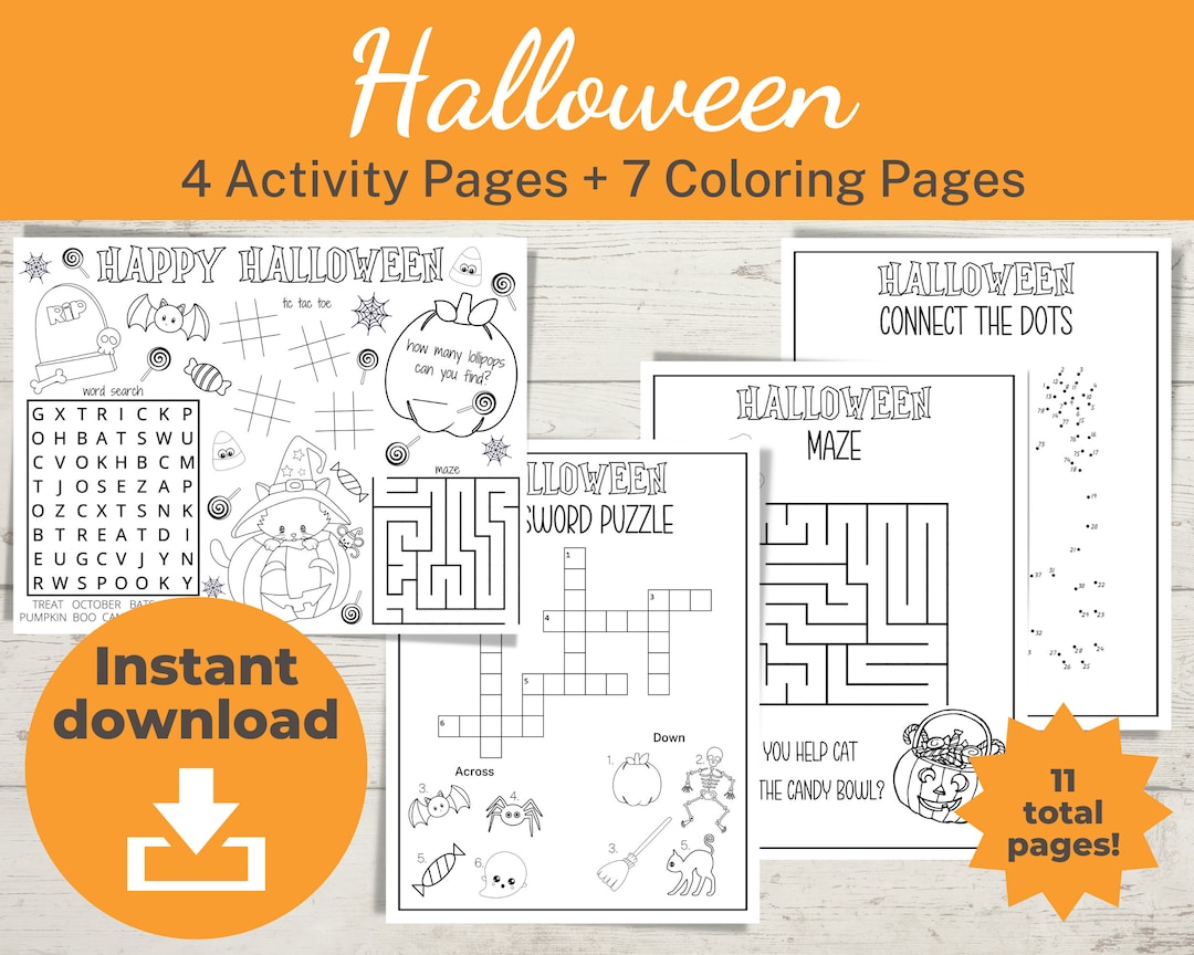 Printable Halloween Activity Pages: Coloring, Maze, and More (digital ...