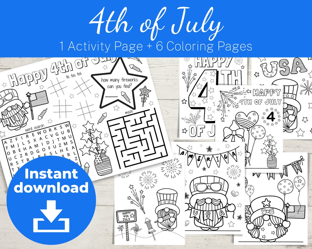 July 4th Activity Coloring Pages | Printable - Etsy