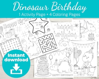 Editable Dinosaur Birthday Coloring Page Dinosaur Coloring Placemat ...