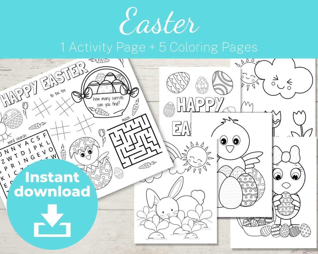 Easter Activity Coloring Pages | Printable - Etsy