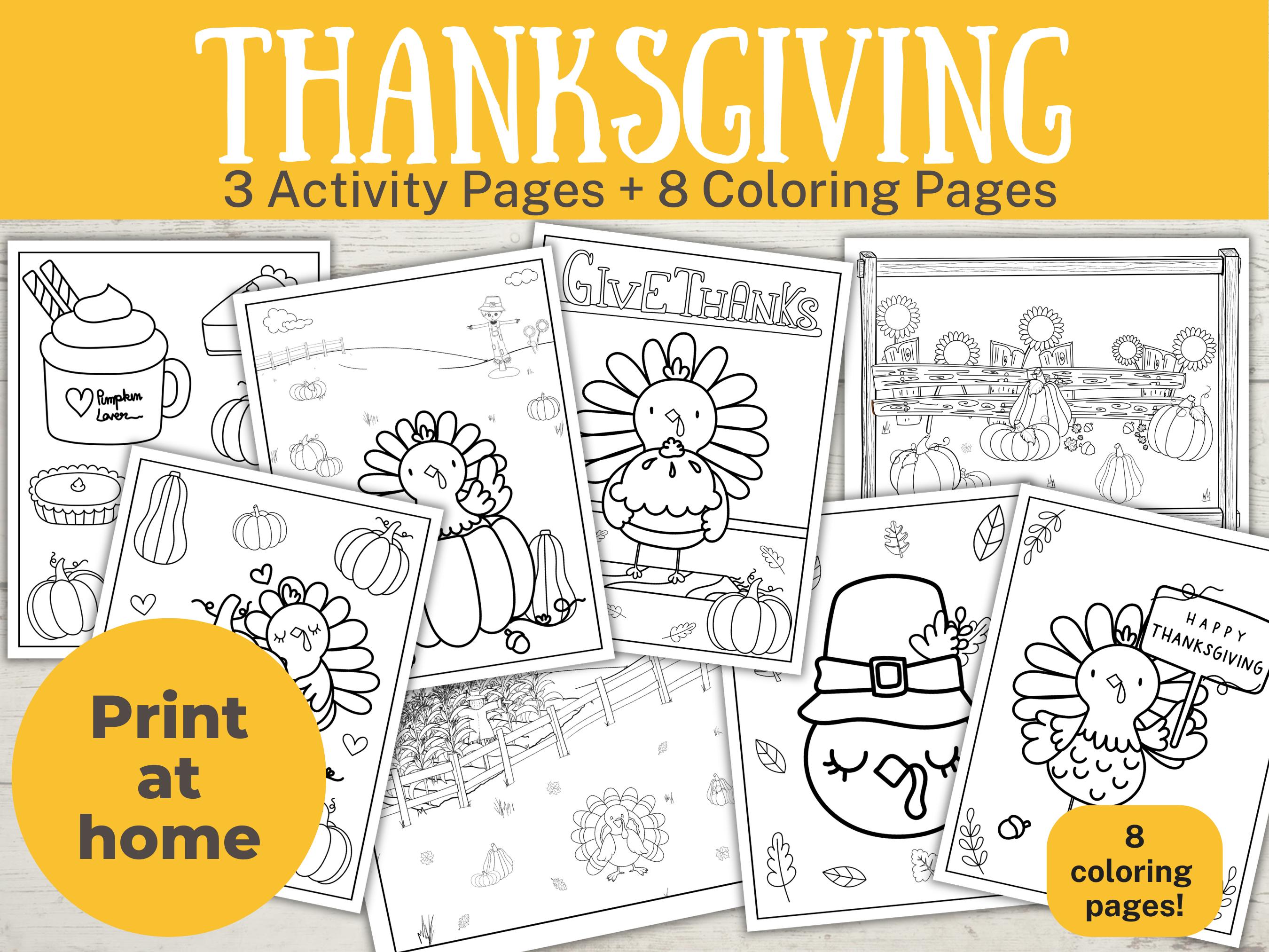 Printable Thanksgiving Activity + Coloring Pages for Kids | Word Search ...