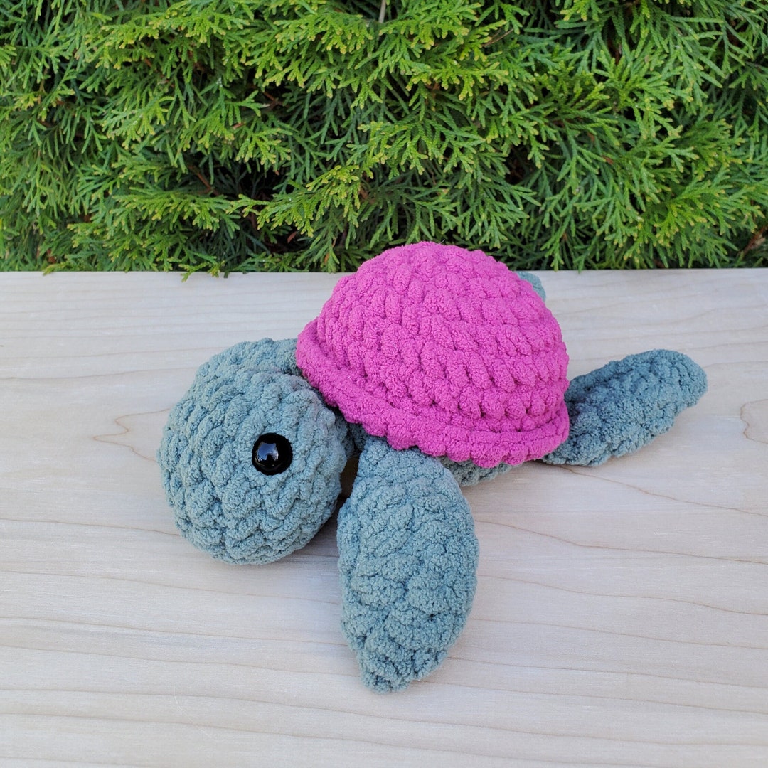 Chunky Pink and Green Sea Turtle Plushie - Etsy