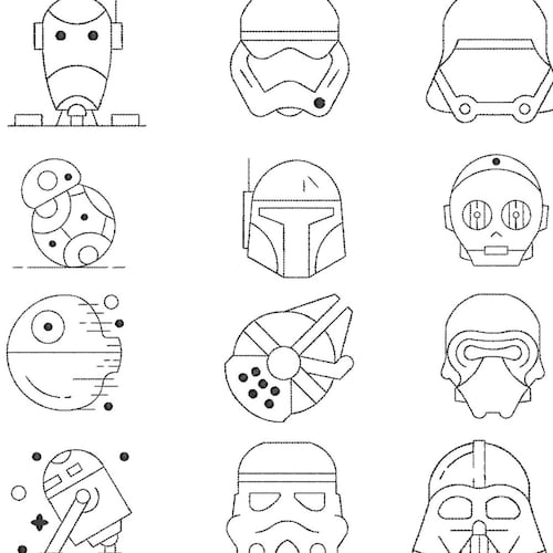Star Wars Line Art Embroidery Design File - Etsy