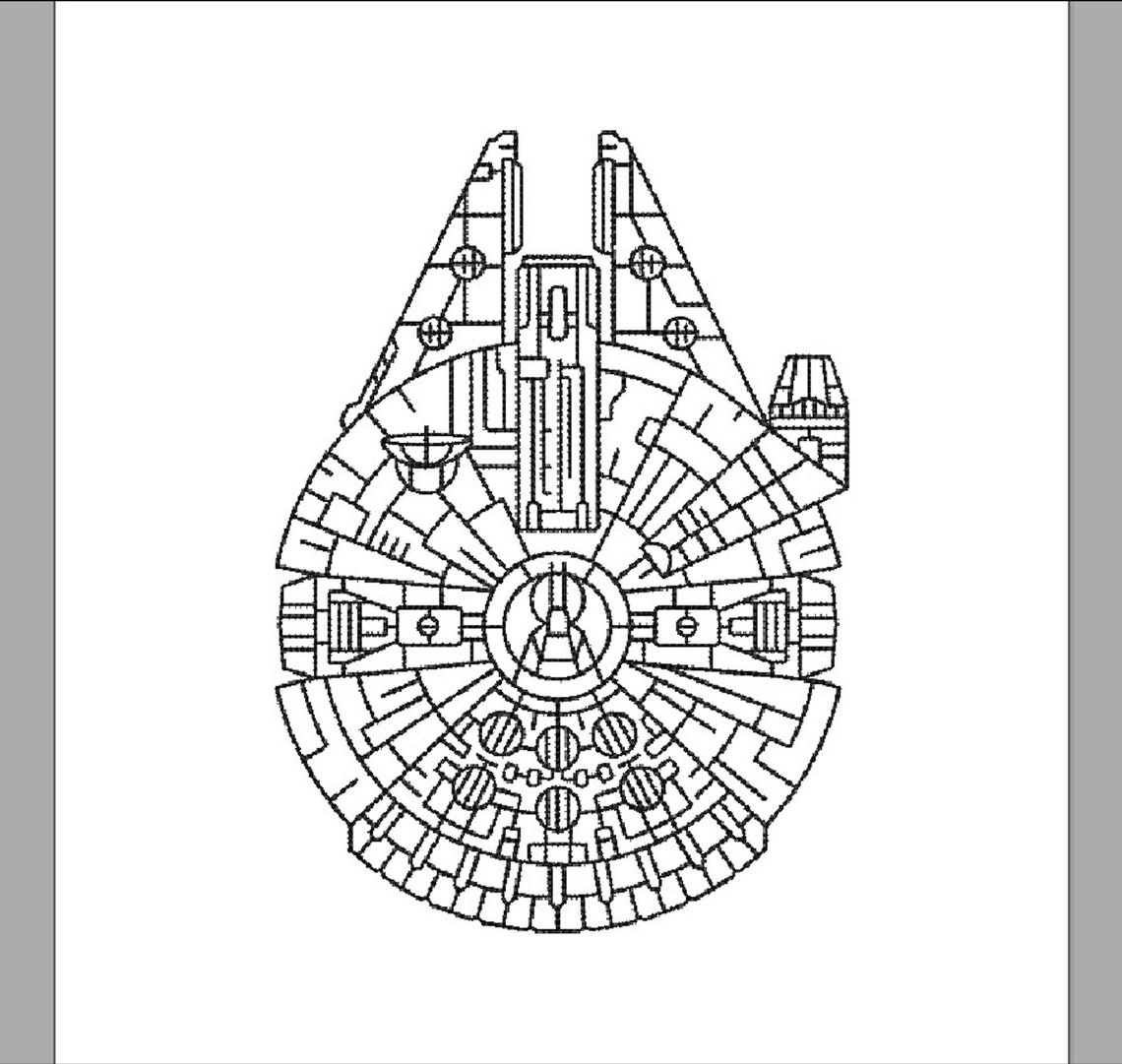 Star Wars Line Art falcon Embroidery Design - Etsy