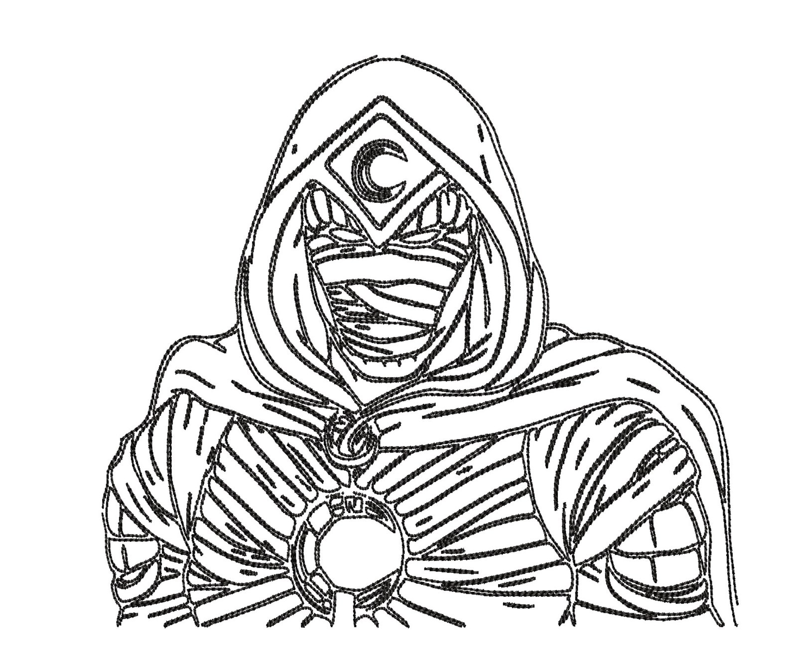 Moon Knight Embroidery File Outline 2 Styles - Etsy