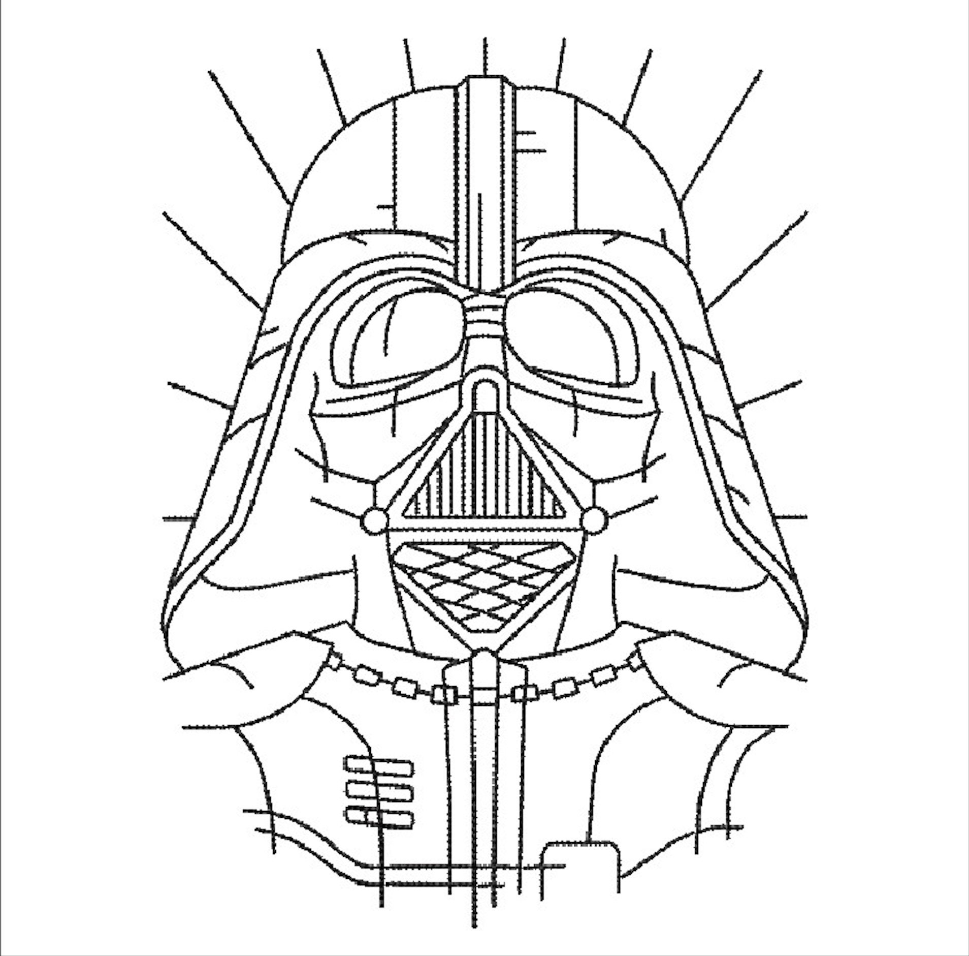 Star Wars Line Art darth Vader Embroidery File - Etsy