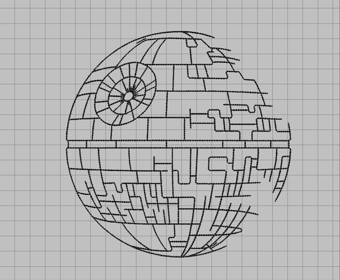 Star Wars Line Art (death Star) Embroidery Design - Etsy