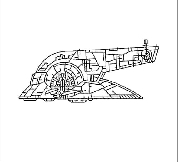 Star Wars Line Art slave One Embroidery Design File - Etsy