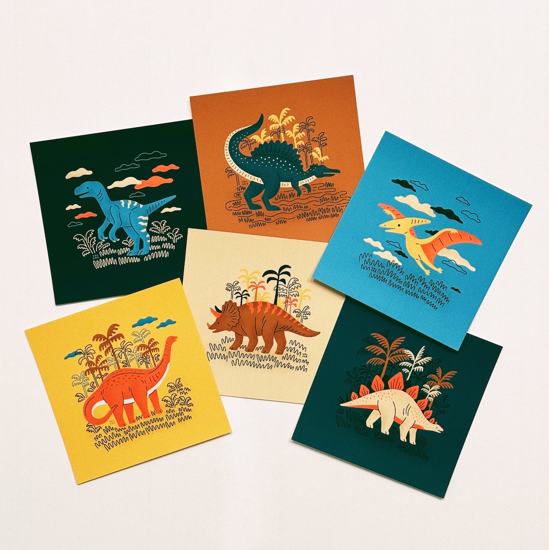 Dinosaurs Postcard Set - Etsy