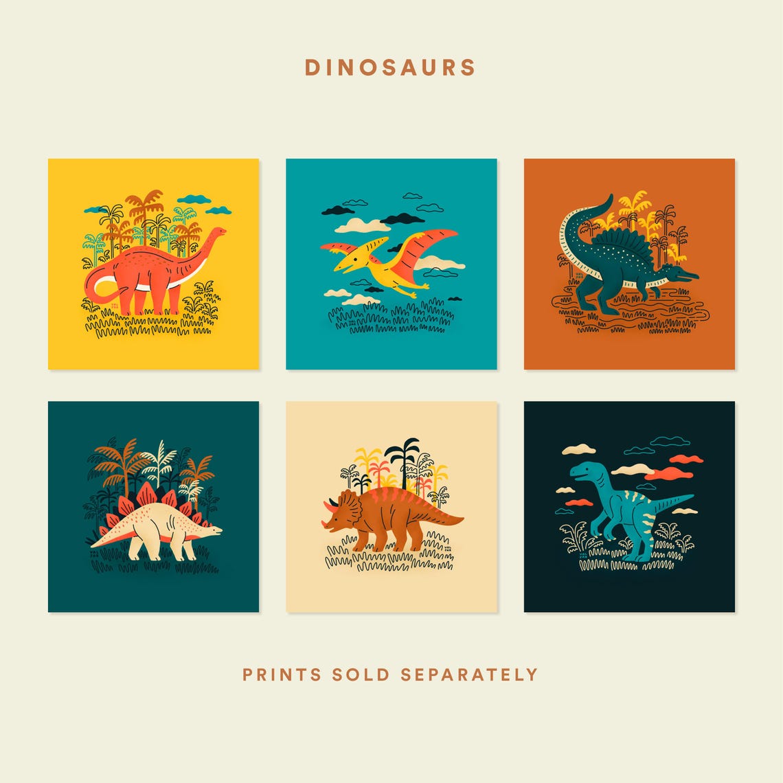 Dinosaur Print — 5x5 - Etsy