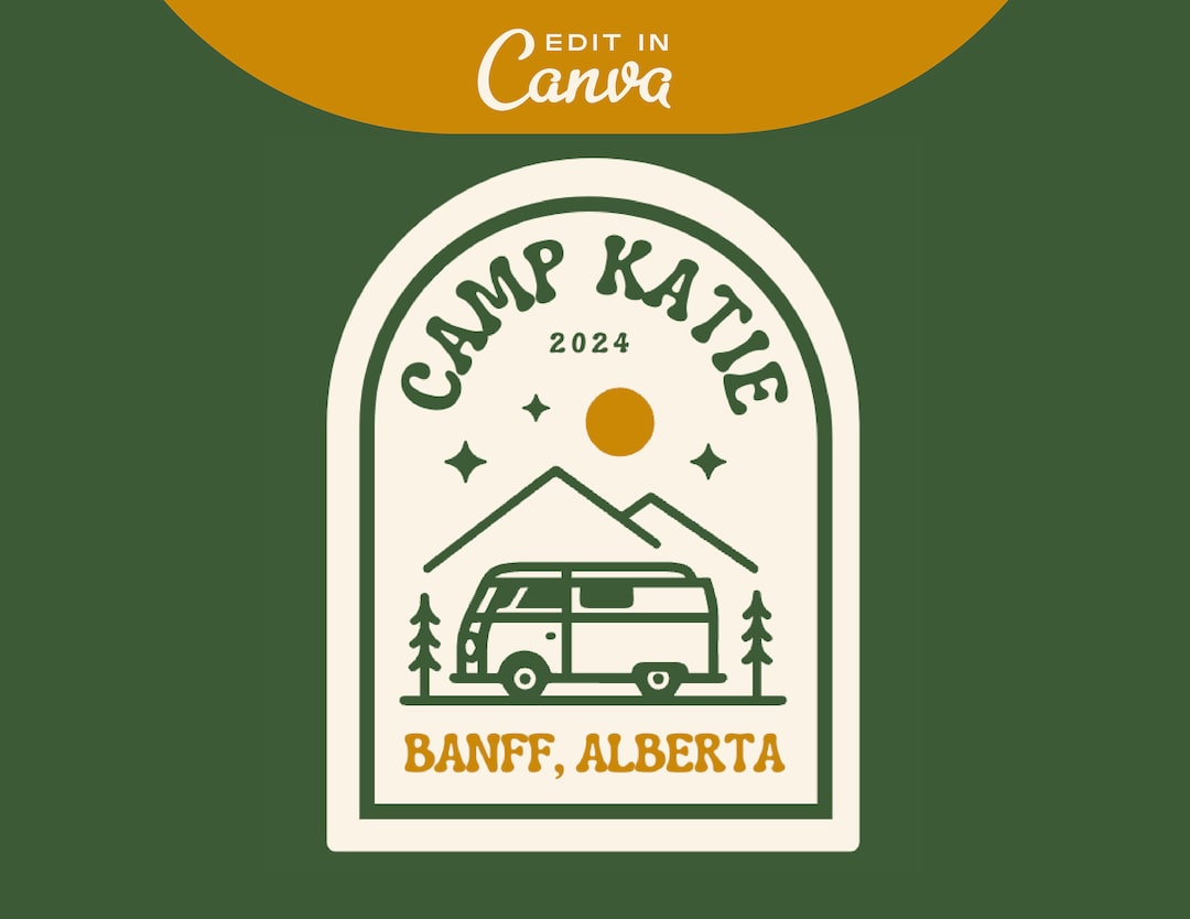 Groovy Camp Bach Logo, DIY Editable Camp Canva Logo, Camp Van Logo ...