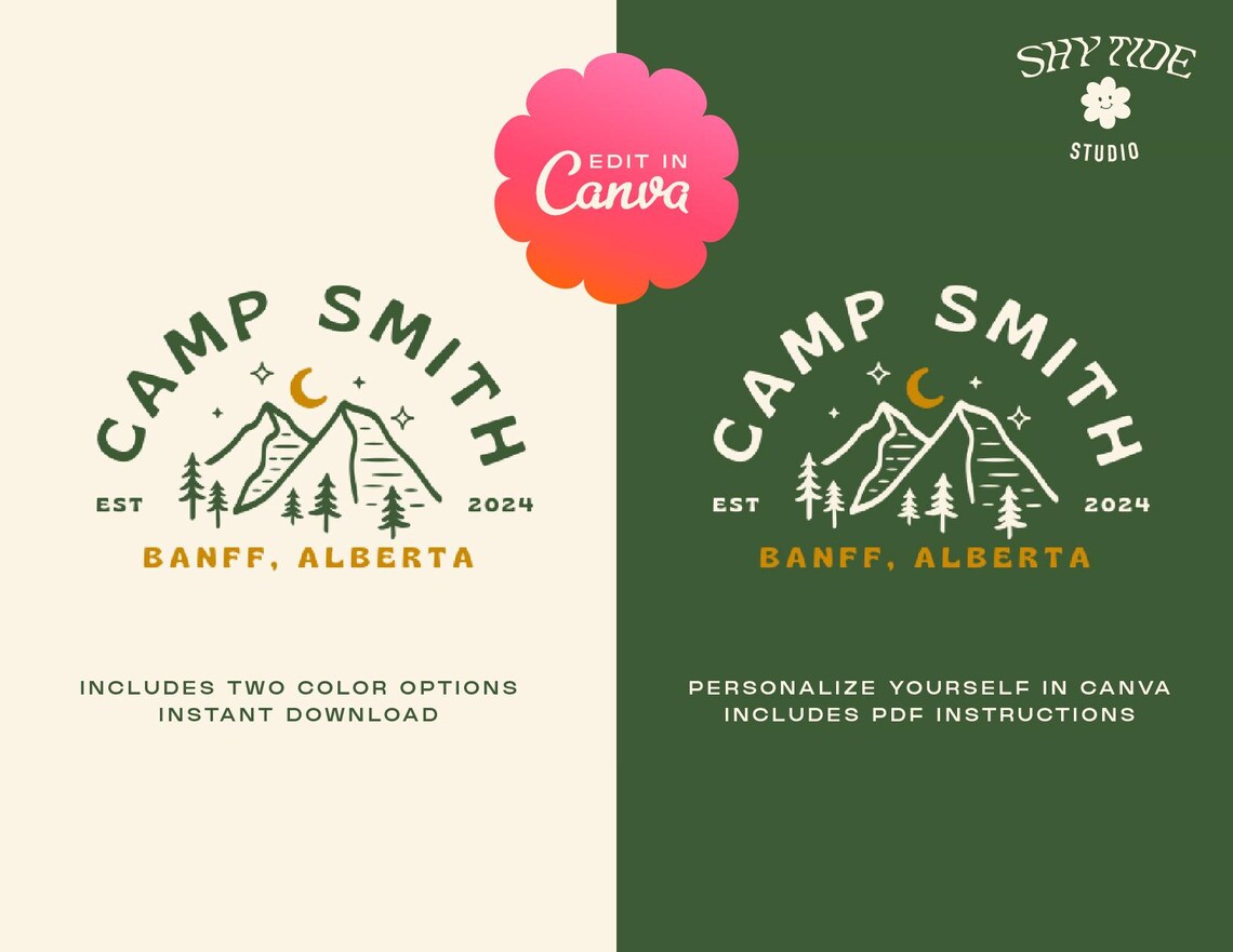 DIY Editable Camp Canva Logo, Camp Mountain Logo Template, Bachelorette ...