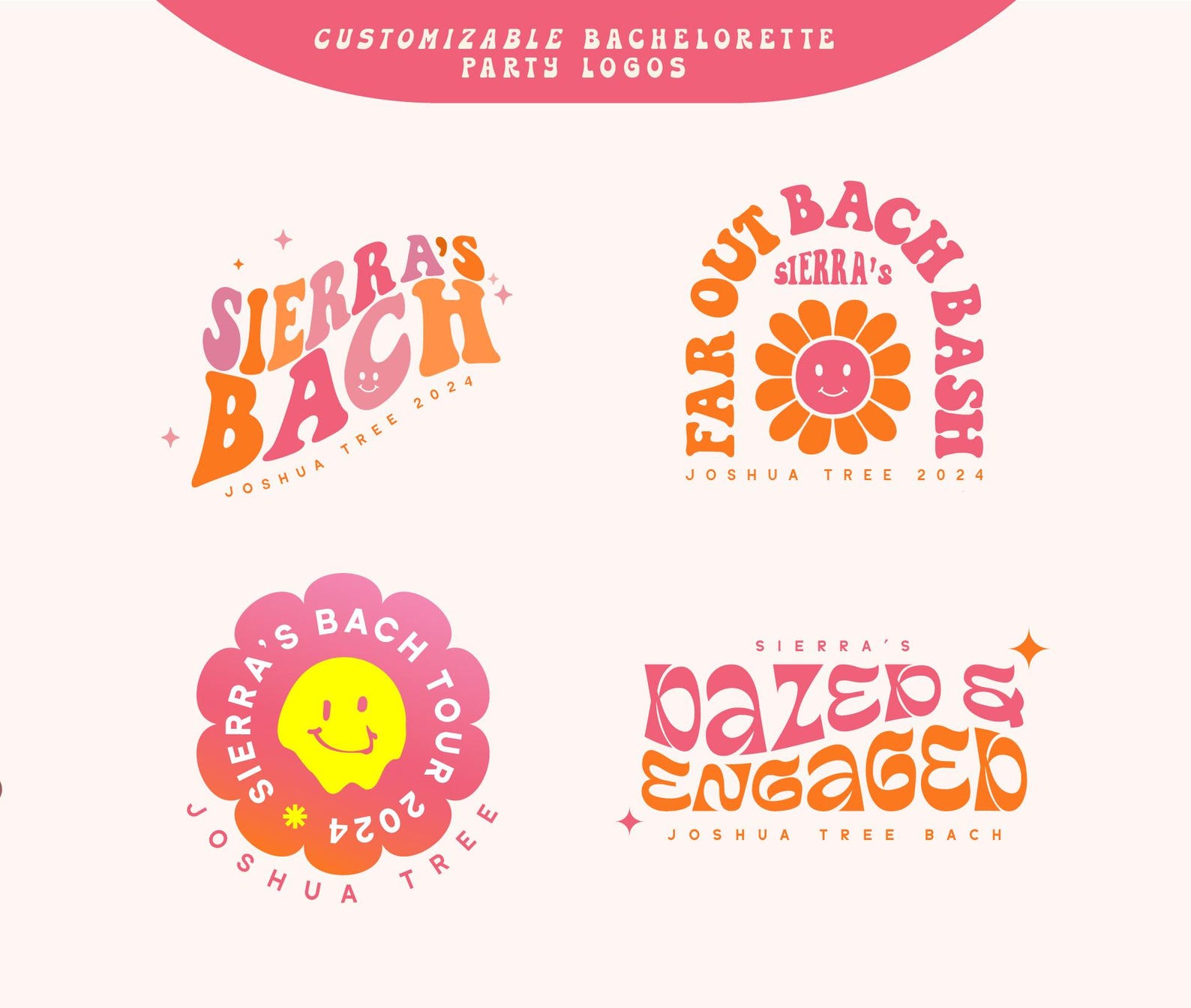 Personalized Groovy Logo, Groovy Bach Logo, Bachelorette Party Logo ...