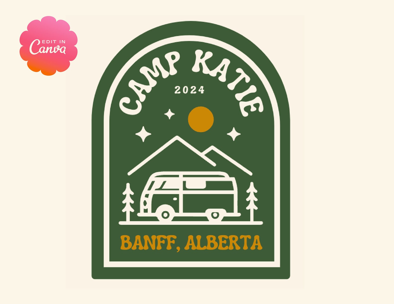 Groovy Camp Bach Logo, DIY Editable Camp Canva Logo, Camp Van Logo ...