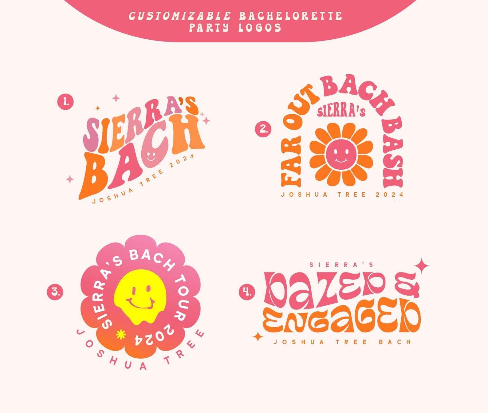Personalized Groovy Logo, Groovy Bach Logo, Bachelorette Party Logo ...